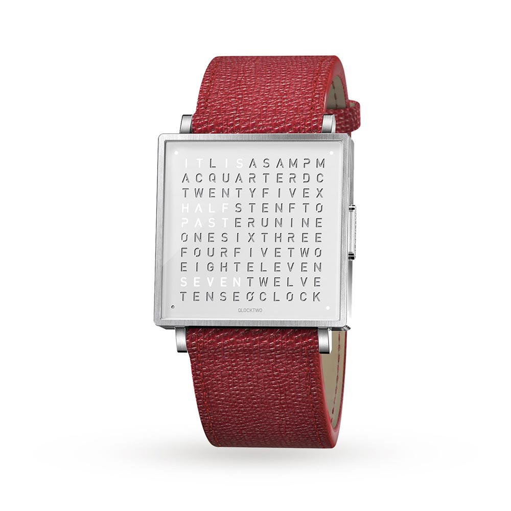 Qlocktwo 35mm Pure White Red Wristwatch by Biegert and Funk